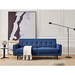Peciafy Mid-Century Modern Loveseat/Sofa/Couch, with Upholstered Fabric in Brown for Living Room, Bedroom, Office, Apartment - Blue