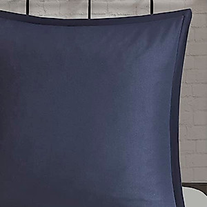 Madison Park Zennia Farmhouse Comforter Set with Throw-Blanket, Floral Print on Seersucker Textures, All Season Bedding, Matching Shams, Toss Pillows, King/Cal King(104"x92"), Blue 7 Piece