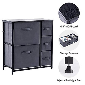 YOUDENOVA Fabric Dresser for Bedroom, 5 Drawers Closet Dresser Storage Organizer Tower for Clothes Storage, Closet Organizers and Storage, Grey