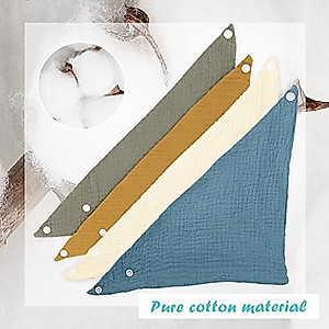 WD&CD 4 Pcs Baby Triangular Cloth Bibs, Double Layer Soft Absorbent Muslin Neck Cloth Drool Bib with 2 Adjustable Snaps, F
