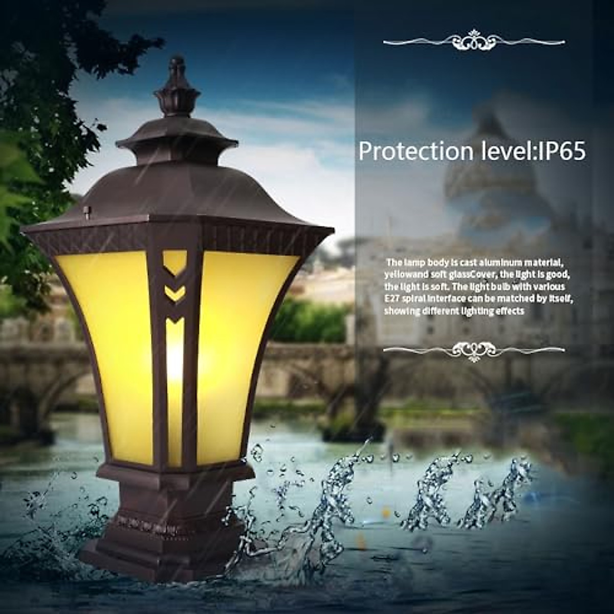 MODEBHD Waterproof IP65 Outdoor Post Light, European Retro Minimalist Pillar Lamp, Die-cast Aluminum Villa Courtyard Garden Lawn Landscape Lights, Lighting Fixture On The Wall Lights