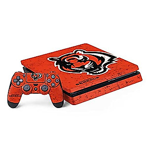 Skinit Decal Gaming Skin Compatible with PS4 Slim Bundle - Officially Licensed NFL Cincinnati Bengals - Alternate Distressed Design