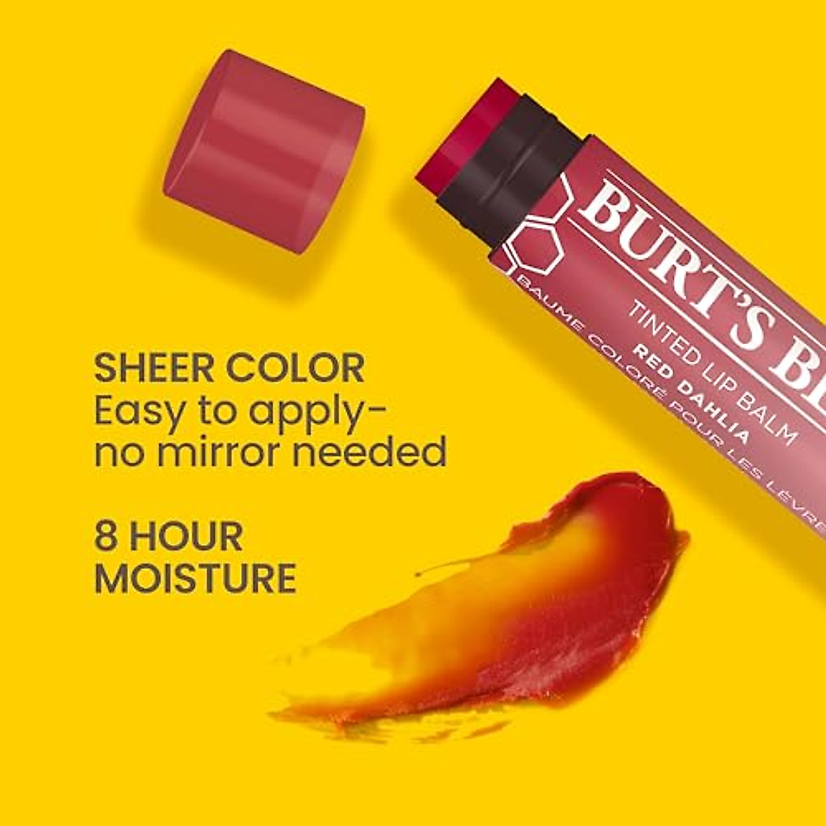 Burts Bees 100% Natural Tinted Lip Balm, Red Dahlia with Shea Butter & Botanical Waxes 1 Tube