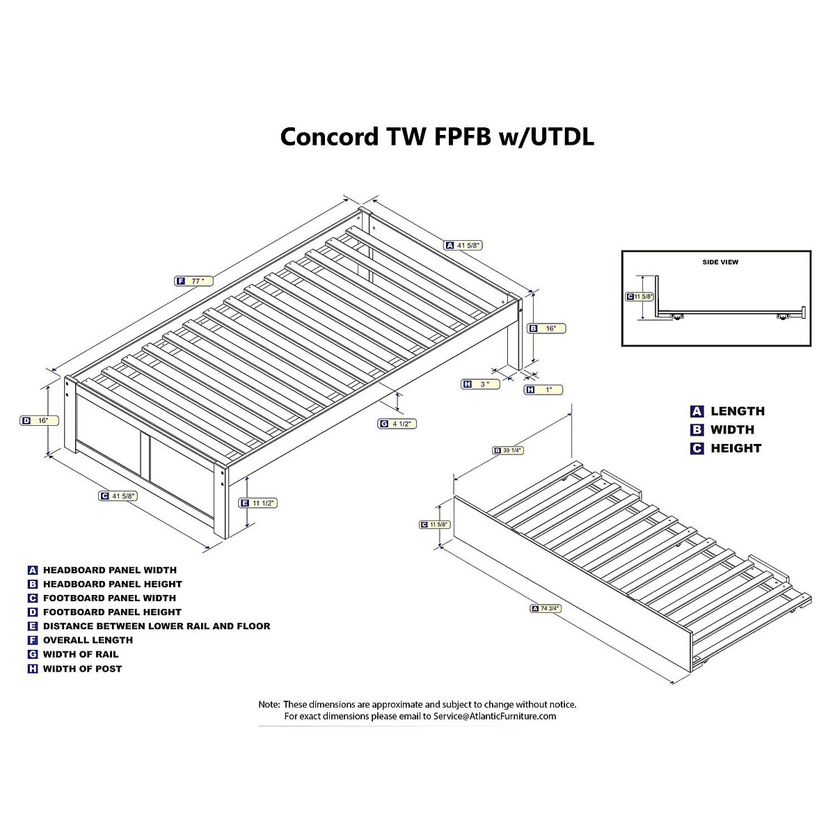 AFI Concord Twin Size Platform Bed with Footboard & Twin Trundle in Espresso