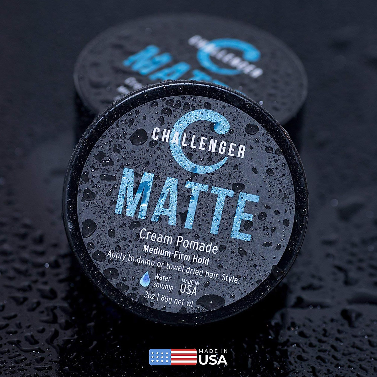 Challenger Men’s Matte Cream Pomade | Natural Shine Free Finish Product | Clean & Subtle Scent | Medium Firm Hold & Travel Friendly | 3oz