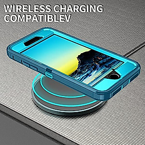 Mieziba for iPhone SE 2020 Case, [Built in Screen Protector] Heavy Duty Shockproof Dust [3 Layers] Full Body Protection Rugged Durable Cover Case for iPhone SE(2nd Gen 2020) 4.7",Turquoise