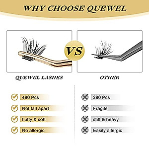 QUEWEL Lash Clusters 480 Pcs Individual Lashes Mix10-18mm Cluster Lashes Practical Soft Comfortable DIY Lash Extensions Lasting Enlarged Eyes (Mega-Mix10-18)