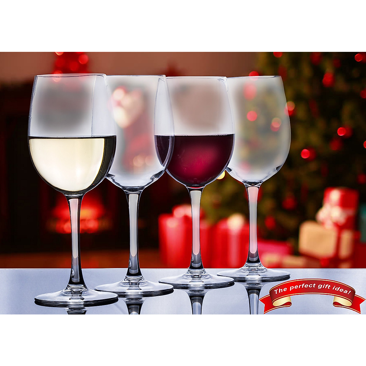 Elegant Plastic Wine Glasses by Savona | Unbreakable Wine Glasses | Ideal for Indoor/Outdoor Use | 100% Tritan Shatterproof Wine Glasses | Set of 4)