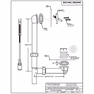 Westbrass 592144C-62 1-½' x 14" Black Poly Tubular Bath Waste & Overflow Assembly with Trip Lever and Strainer Grid Drain Cover, Matte Black