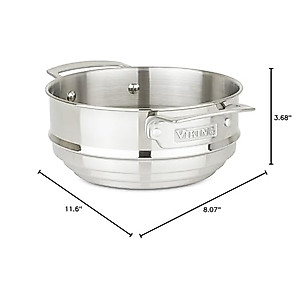 Viking Culinary Stainless Steel Universal Steamer Insert and Colander, Fits 2-4 Quart Sauce Pans and 6.25-8 Inch Sauce Pans and Casseroles, Dishwasher, Oven Safe