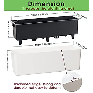 GardenBasix Elongated Self Watering Planter Pots Window Box 5.5 x 16 inch with Coconut Coir Soil Indoor Home Garden Modern Decorative Planter Pot for All House Plants Flowers Herbs 1, White 5.5" x16”