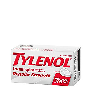 Tylenol Regular Strength Tablets, Acetaminophen Pain Reliever & Fever Reducer, 100 ct