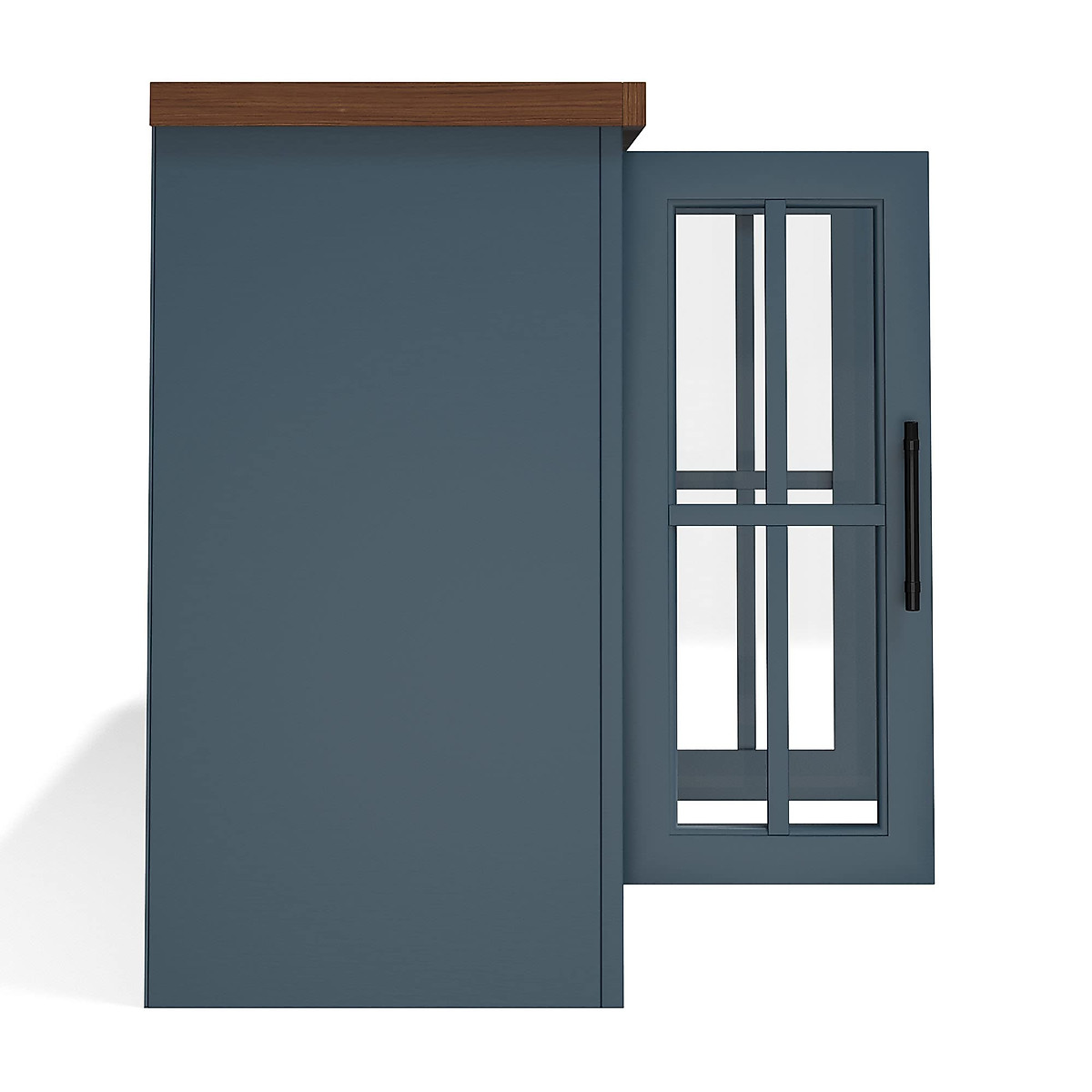 Bridgevine Home Nantucket Modern Farmhouse Fireplace TV Console, 97 Inches, Accommodates TVs up to 100 inches, Fully Assembled, Poplar Solid Wood, Blue Denim and Whiskey Finish