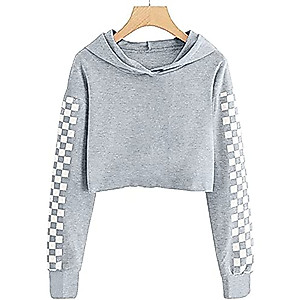 Meikulo Kids Girls 2 Piece Outfits Crop Tops Hoodies Cute Long Sleeve Fashion Sweatshirts and Solid Sweatpants 3-14 Years