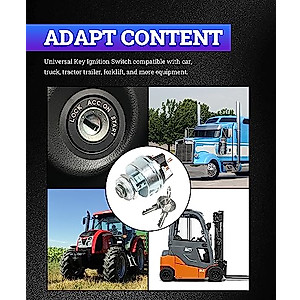 Zlirfy Ignition Key Switch,4-Position 12v Ignition Key Switch,Universal Starter Switch,Compatible with Car,Trailer, Tractor, Truck, Forklift, Caterpillar, Agricultural,Acc/Off/IGN/Start