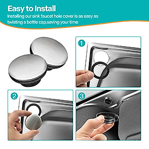 BERYLER® 2 Pack Kitchen Sink Hole Cover (1.2” to 1.6” in Diameter), Brushed Nickel Faucet Hole Cover Stainless Steel, Sink Tap Hole Cover Brushed Nickel
