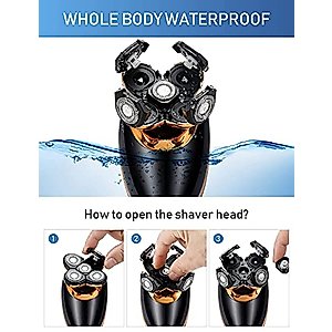 Electric Shavers for Men - 5 in 1 Bald Head Shavers for Men, 5D Floating Cordless USB Rechargeable Rotary Razor Multifunctional Grooming Kit Beard Trimmer Waterproof Wet and Dry with LED Display