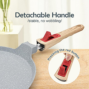 RANXINGST Nonstick Ceramic Crepe Pan, 8 Inch Dosa Pan Pancake Pan with Detachable Handle Round Griddle - Blue