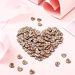 1000 Pieces Rustic Wedding Wood Heart Confetti Rustic Valentine Day Table Decorations Rustic Small Mr Mrs Love Wood Decoration Christmas Gift for Rustic Wedding Party Table Decor (Romantic Style)