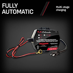 Schumacher SC1300 Fully Automatic Direct-Mount Under-the-Hood Battery Charger/Maintainer with Battery Detection - 1.5 Amp, 6V/12V - for Cars, Motorcycles, Lawn Tractors, Power Sports