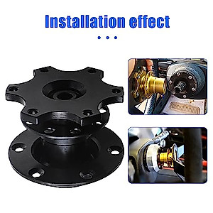 Sodcay 1 PC Aluminum Steering Wheel Adapter, Quick Release Hub Adapter, 6 Hole Racing Modification Steering Wheel Device, Auto Universal Steering Wheel Heightening Accessories (Black)