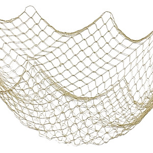 OJYUDD Fishing Net Decor, Fishnet Decor, Mediterranean Style Photographing Decoration, Natural Fish Net, Fish Net Party Accessory and Wall Table Decor (Creamy White)
