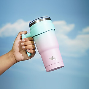 Konokyo 20 oz Tumbler with Handle and 2 Straw 2 Lid, Insulated Water Bottle Stainless Steel Vacuum Cup Reusable Travel Mug,Gum