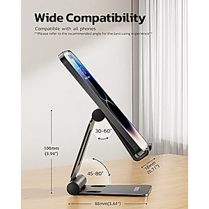Nulaxy 2 Pack Dual Folding Cell Phone Stand, Fully Adjustable Foldable Desktop Phone Holder Cradle Dock Compatible with Phone 16 15 14 13 12 Pro Xs Xs Max Xr X 8, All Phones, Black & Silver