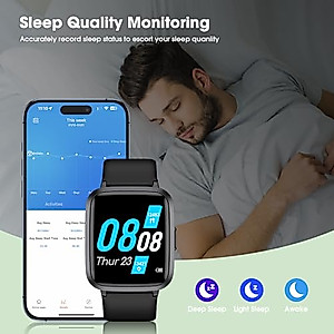 FITNIV Smart Watch, Touchscreen Fitness Tracker with Heart Rate & SpO2 Monitor, Sleep Tracking, 5ATM Waterproof Pedometer Smartwatch Compatible with iPhone and Android Phones for Women Men