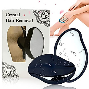 2 Pcs Crystal Hair Eraser for Women and Men Reusable Crystal Hair Remover Portable Magic Painless Exfoliation Hair Removal Tool Washable Magic Hair Eraser for Back Arms Legs(Blue & Black)