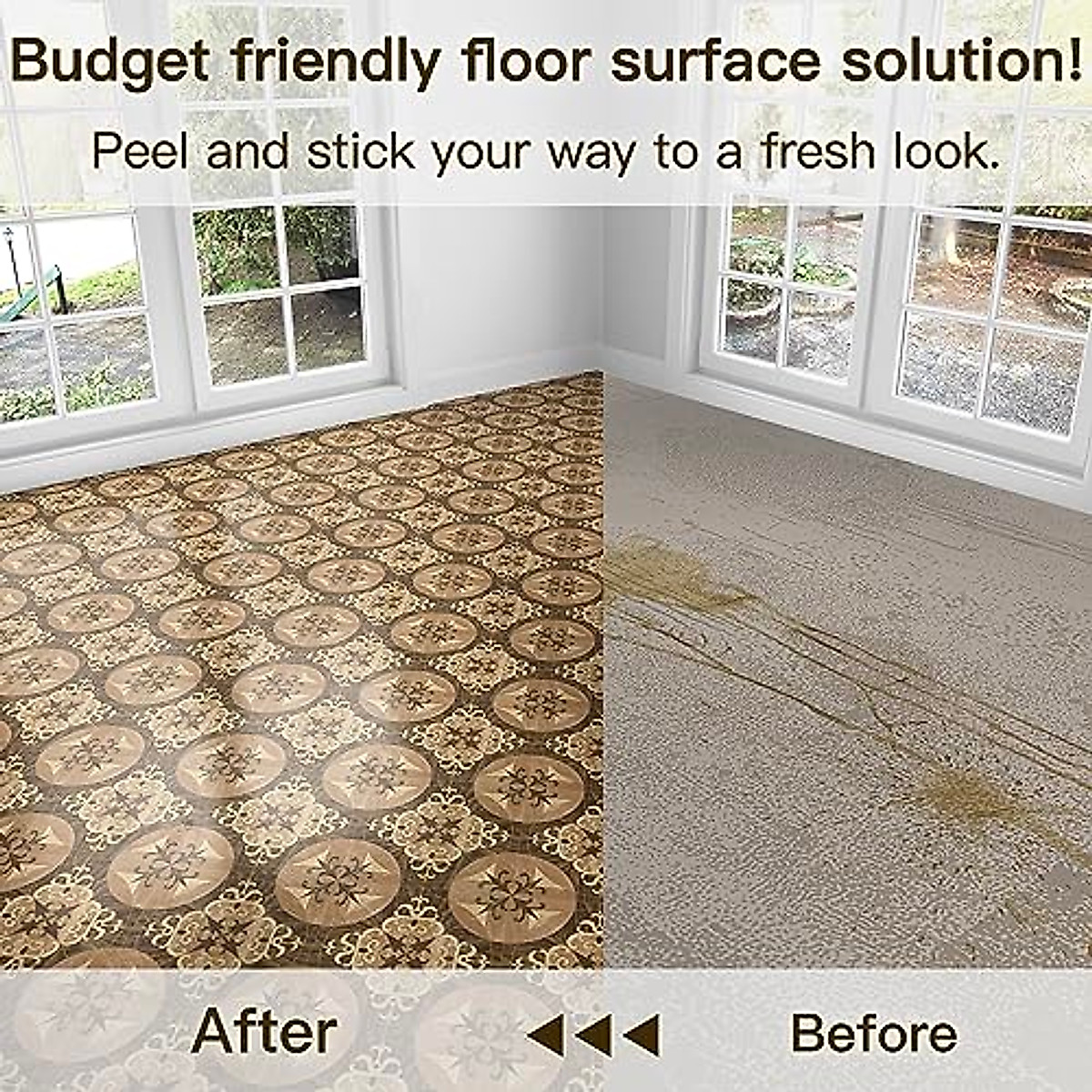 Oxdigi Floor Tiles Peel and Stick Waterproof - Self-Adhesive Vinyl Floor Tiles|DIY Floor Stickers|Vintage Flooring for Bathroom,Kitchen,Laundry and Balcony|20-Pack|12" x 12"|19.4sq.ft|Brown