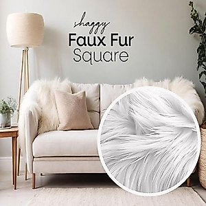 FabricLA Shaggy Faux Fur Square - 10" X 10" Inches Pre-Cut - Use Fake Fur Fabric for DIY, Craft Fur Decoration, Fashion Accessory, Gnome, Hobby - White