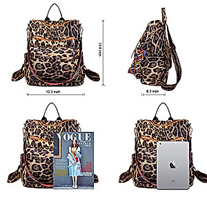 Women Backpack Purse Fashion Travel Bag Multipurpose Designer Handbag Ladies Satchel PU Leather Shoulder Bags (Leopard Brown)