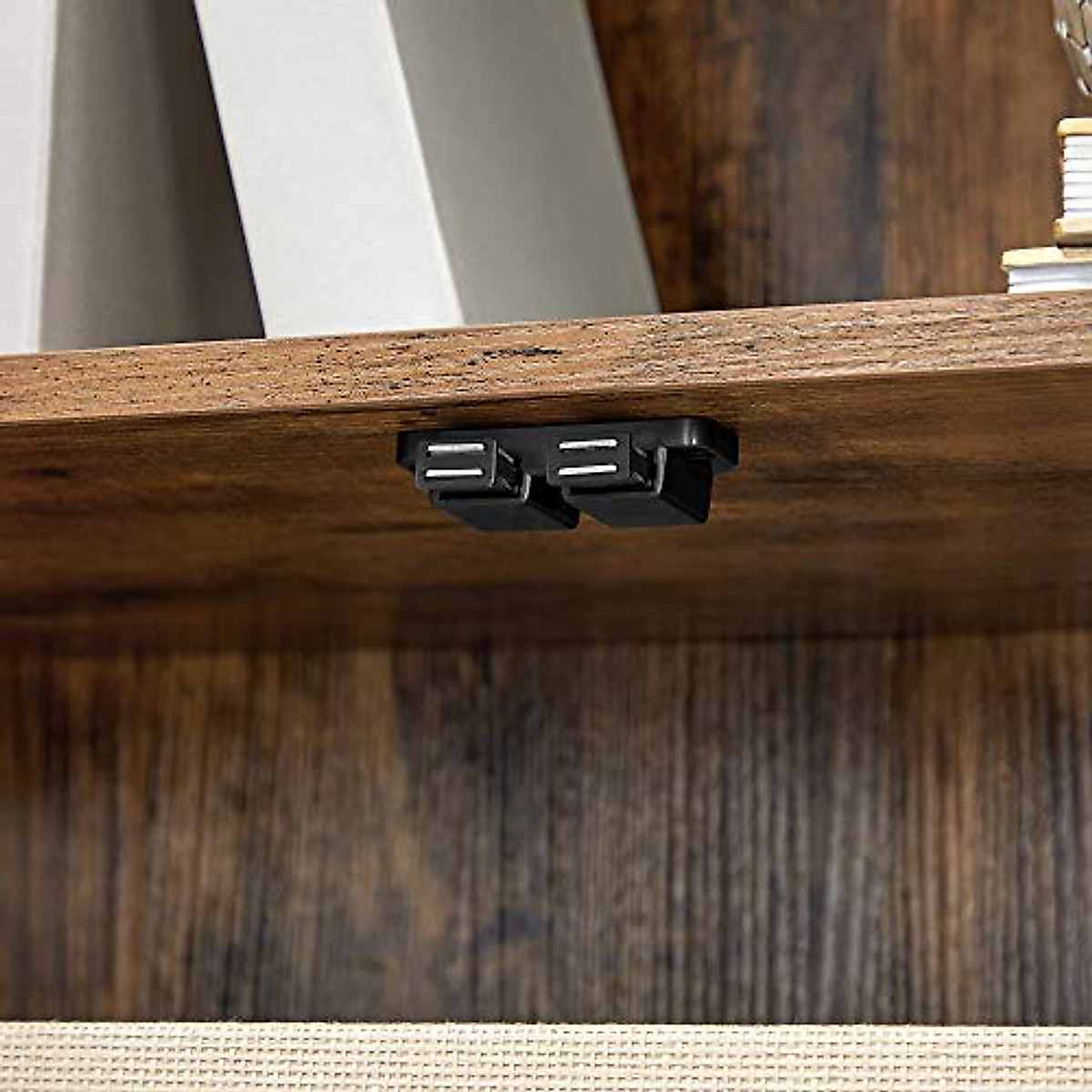 VASAGLE Bookcase, 2-Tier Retro Bookshelf with Doors, Storage Cabinet for Books, Photos, Decorations in Living Room, Office, Study, Mid-Century Style, Rustic Brown ULBC09BX