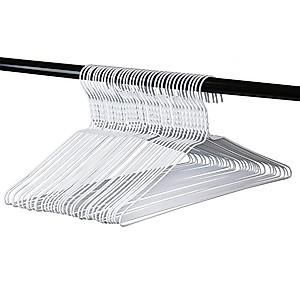 Long Lasting Vinyl Coated Wire Metal Hangers, White, Non Slip, Standard Adult Size for Clothing - Pack of 36, Saving Space| Clothes, Pant, Skirt, and Coat Hanger | Closet Hanger | Great for Travel