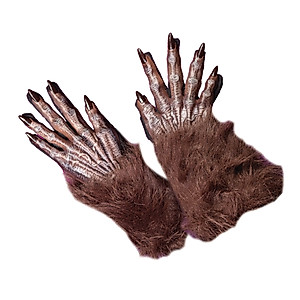 Fun World Unisex Werewolf Hands Adult Gloves, Brown, Standard