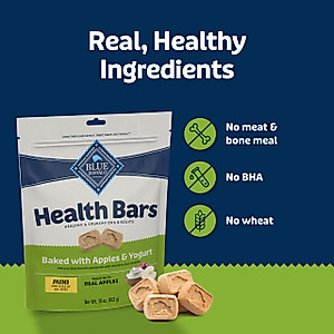 Blue Buffalo Health Bars Mini Crunchy Dog Biscuits, Oven-Baked with Natural Ingredients, Apples & Yogurt, 16-oz Bag