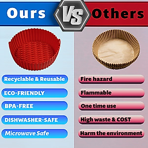 MarkoJo 3PCS 8.5inch Air Fryer Silicone Liners -Microwave Oven Bowl - Reusable -Food Grade Tasteless Air Fryer Accessories Kitchen gadgets Must Have Foodie