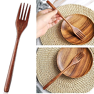 Wooden Spoon and Fork for Eating Utensil Set Lunch Wood Cutlery Japanese Silverware Sets Wooden Flatware Reusable Bamboo Utensils Korean Wood Forks Spoons