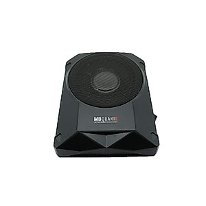 MB Quart RW-110A 800W Reference Series 10'' Slim Low Profile Compact Under-Seat 4-Ohm Active Powered Subwoofer Enclosure with Built in Amplifier for Car RV ATV - 3rd Gen, Black