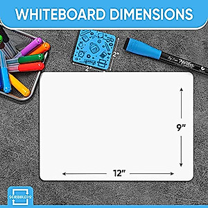 Set of 12 Small White Board Dry Erase Boards Classroom Pack Mini White Boards 9"x12” Double Sided Personal Whiteboards for Students Teachers School Supplies Lapboards l 12 Mini Whiteboard Erasers Incl
