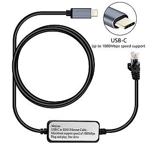Moyina USB C to RJ45 Gigabit Ethernet Cable for MacBook Thunderbolt 3/Type-C, Windows, Chromebook, Surface Pro, Linux, Android Directly Connected to Switch, Router, Modem