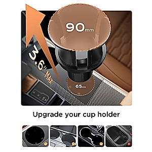 LISEN Cup Holder Expander Phone Mount for Car Tough 2-in-1 Cup Phone Holder for Car Mount, Adjustable Base & Clamp Cell Phone Holder for Car Fit Car, Truck, SUV, Tesla, Fit All iPhone & Android
