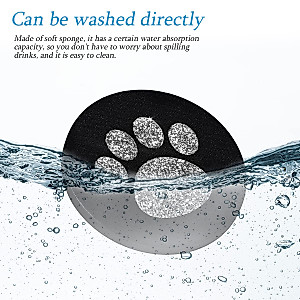 AUCELI 2 Pack Car Cup Holder Coasters, 2.75In Bling Glitter Rhinestone Paw Print Cup Coaster, Rubber Non-Slip Insert Auto Drink Mat, Universal Car Interior Accessories for SUV, Truck, RV (Silver)