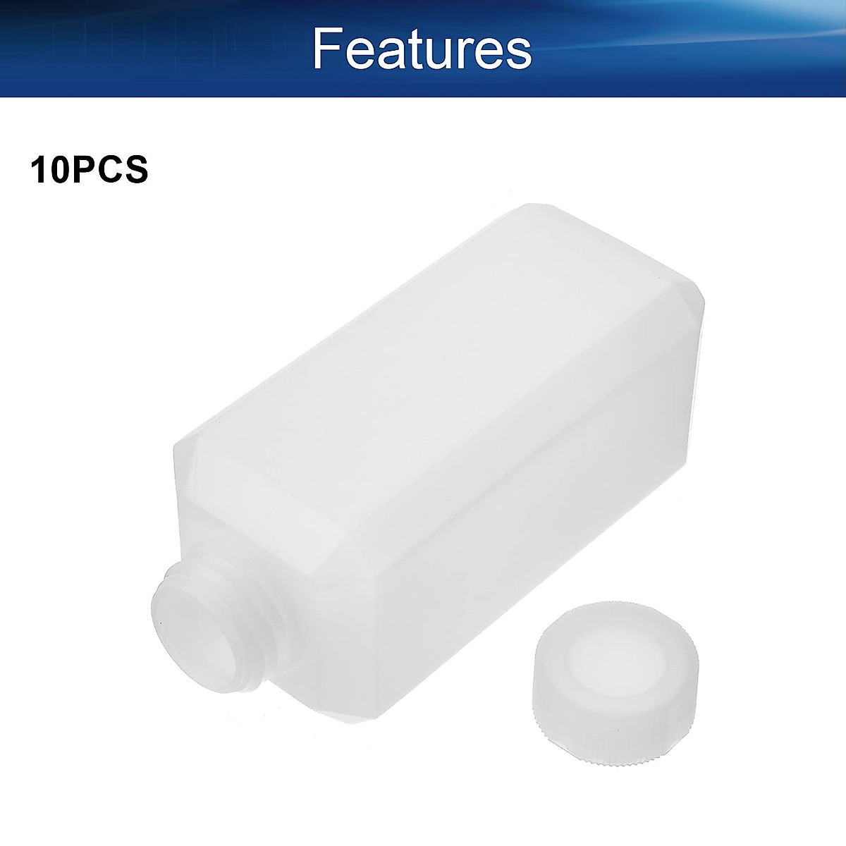 Bettomshin 10Pcs Narrow Mouth HDPE Reagent Bottle, 250mL/8.45oz Square Plastic Lab Chemical Reagent Bottle, Leak Proof, Translucent Sample Sealing Liquid/Solid Storage Container with Caps