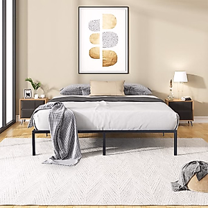 Queen Bed Frame - Sturdy Platform Bed Frame Metal Bed Frame No Box Spring Needed Heavy Duty Queen Size Bed Frame Easy Assembly Strong Bearing Capacity, Under Bed Storage (Queen (U.S. Standard))