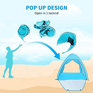 Pop Up Beach Tent Kratax Automatic Pop Up Instant Shade Sun Shelter UPF 50+ Portable Canopy Cabana for Adults Kids Baby Outdoor Activities, Camping Fishing Park Hiking Picnic