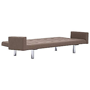 vidaXL Sofa Bed with Armrest Adjustable Reclining Modern Home Living Room Couch Daybed Chaise Lounge Furniture Brown Fabric