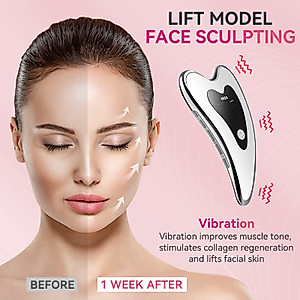 LEYOK Electric Gua Sha Facial Tools - Face Sculpting Tool/Lift Device - Heated & Vibration & Red Light Massager, Anti-Aging & Wrinkles, Puffiness, Double Chin, Tension Relief