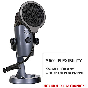 Yeti Nano Mic Pop Filter - 4 Inch 3 Layers Windscreen with Flexible 360° Gooseneck Clip for Blue Yeti Nano Microphone to Improve Sound Quality by YOUSHARES